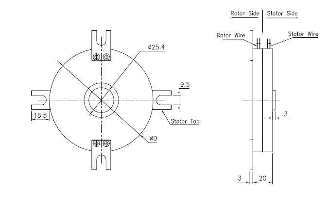 Flat Disc Electrical Slip Ring Through Hole 50mm 17 Circuits For ...