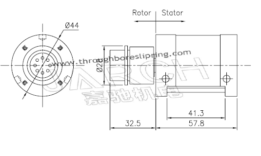 10000RPM High Speed Slip Ring for Ethernet / rotary index tables OD:44mm